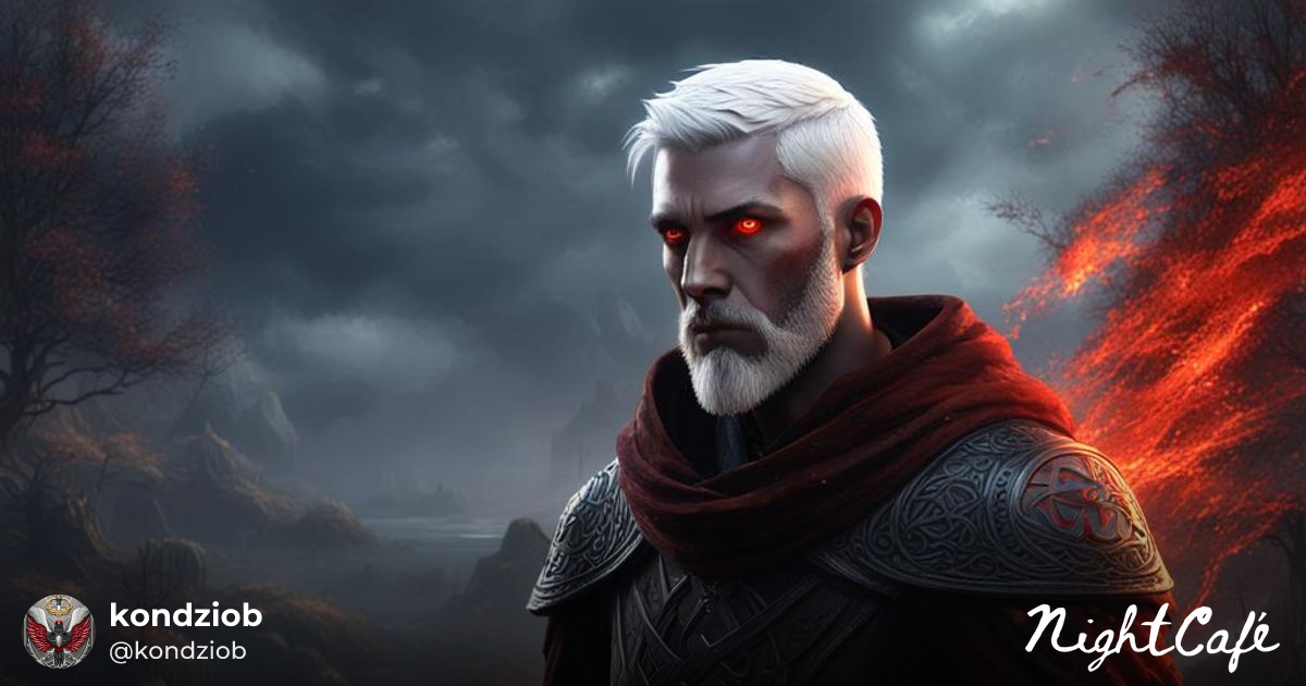 Noble Dark Fantasy Dhampir with Red Eyes in Celtic... - AI Art