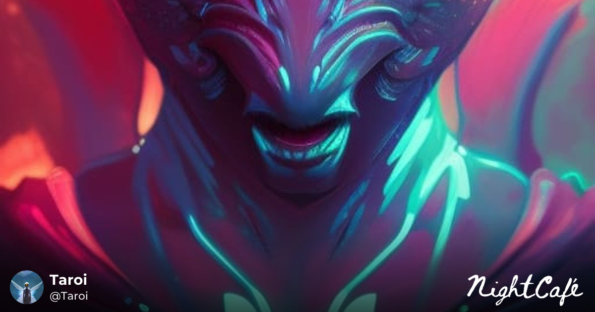 Neon Dragons - Surreal Neon Dragon Portrait in Triadic Color...