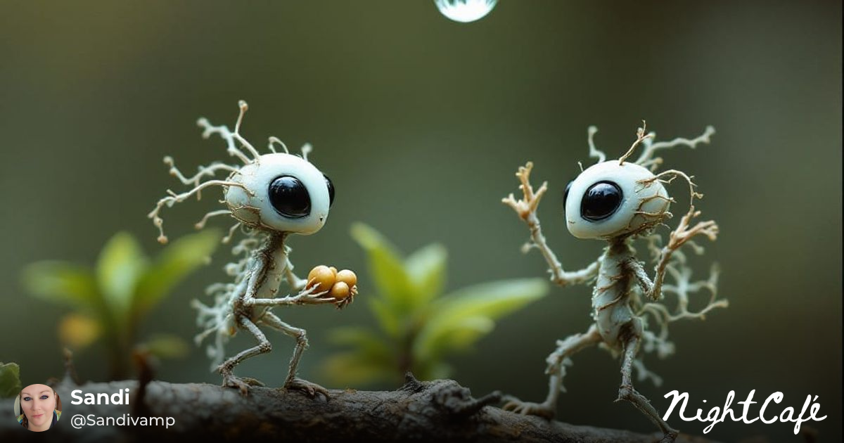 Little alien twig people - Ethereal Acorn Folk Wander a Bran...