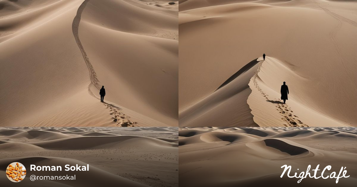 a person standing on top of a sand dune, by Niyazi Selimoglu, desolate ...