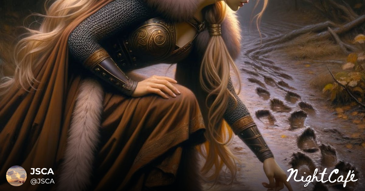 Following the Tracks - Nordic Goddess Inspects Forest Trail ...