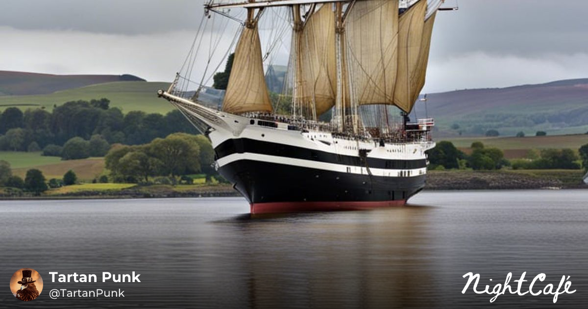 Dumbarton rock Clyde sailing ship - Dramatic Sailing Ship on...
