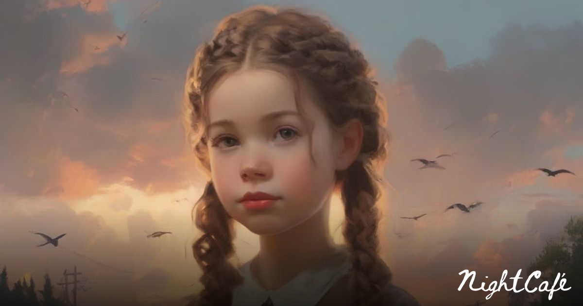 Innocent Young Girl in Whimsical Digital Matte Pai... - AI Art