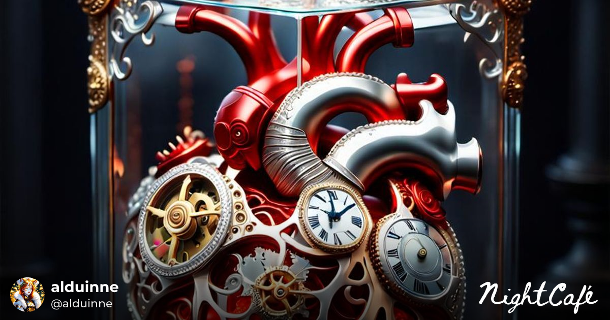 Trapped Life - Elegant Biomechanical Heart in Glass Box