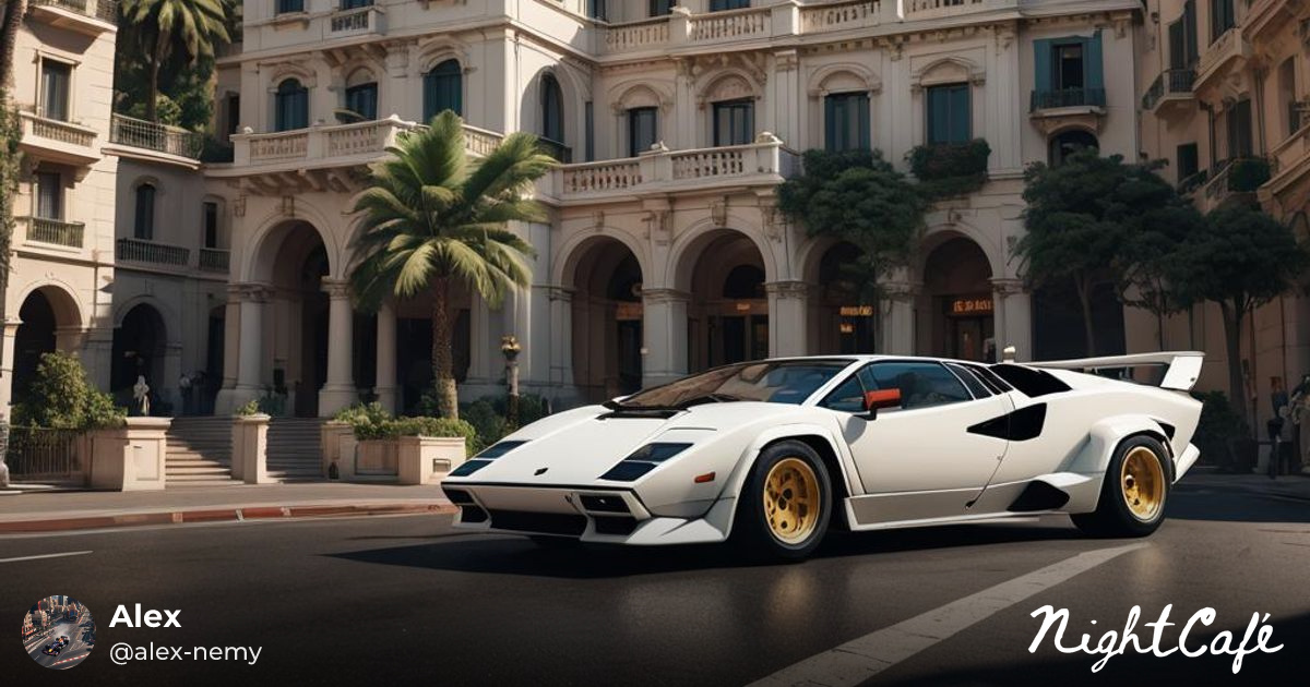 A White Lamborghini Countach in Exquisite Monaco S... - AI Art