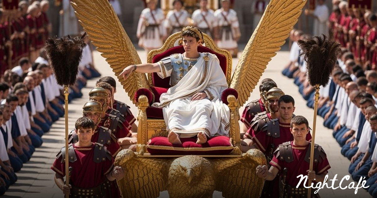 Roman Emperor on Eagle Litter Procession, Photorea... - AI Art