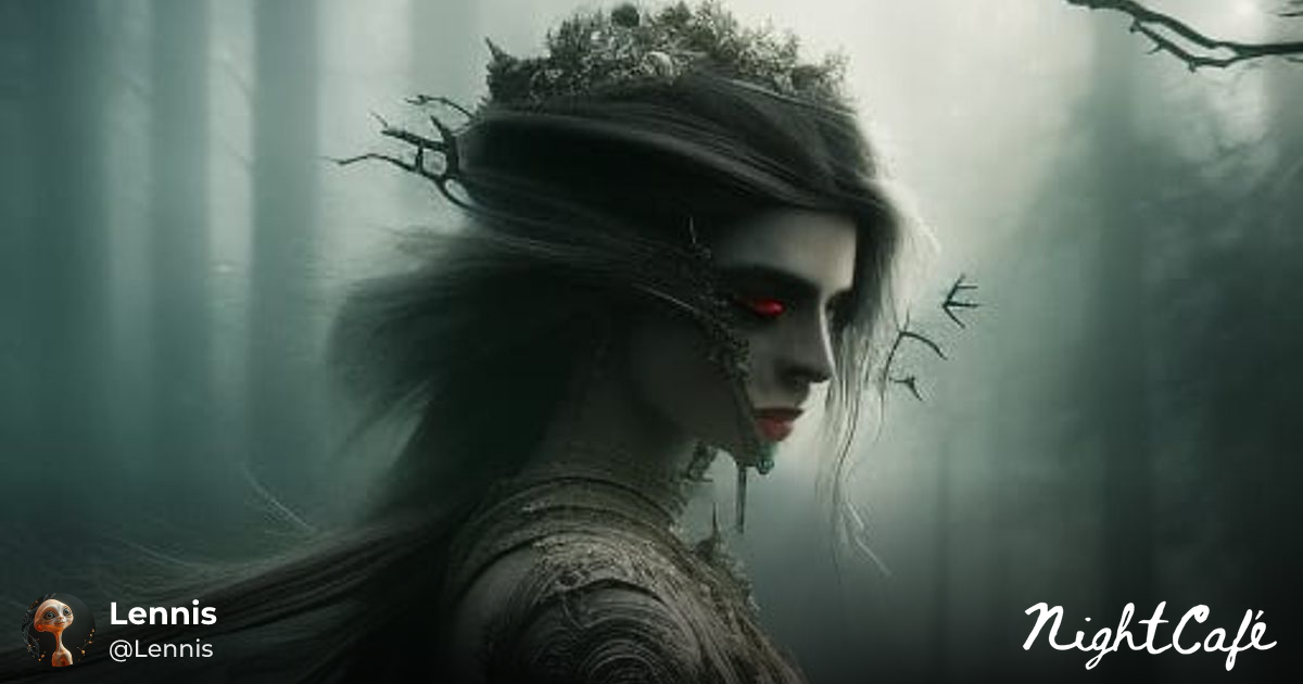 Ghost Woman in Barren Mire: Dark Fantasy Occultism - AI Art