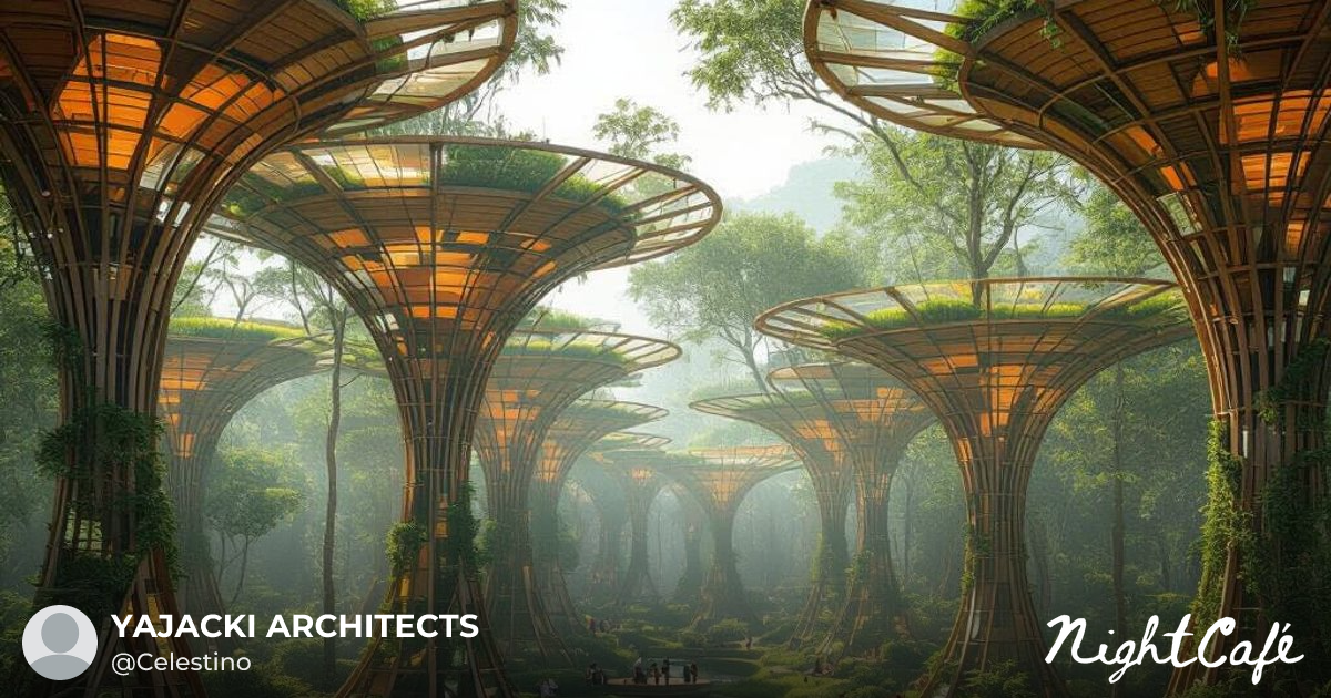African Urban Forest with Futuristic Flower Canopy - AI Art