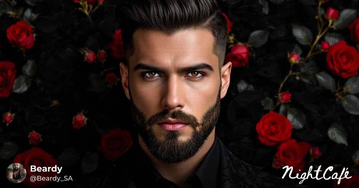 The Thorned Sovereign - Intense Gaze Amidst Black Roses: A S...