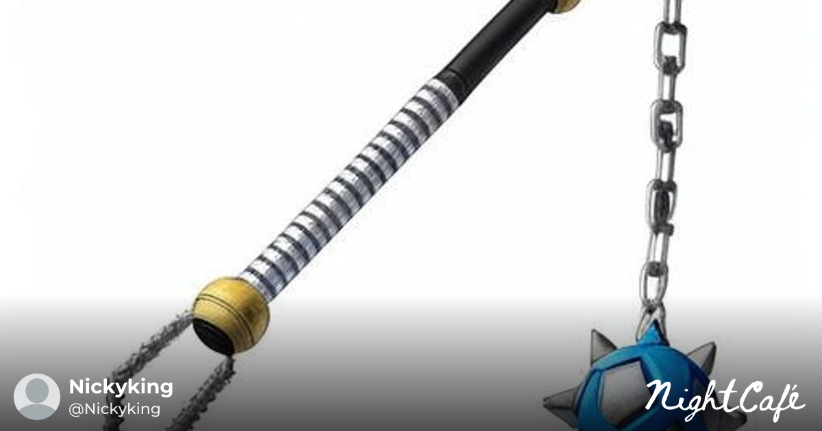 Silver Spikeball Flail with White Handle - AI Art