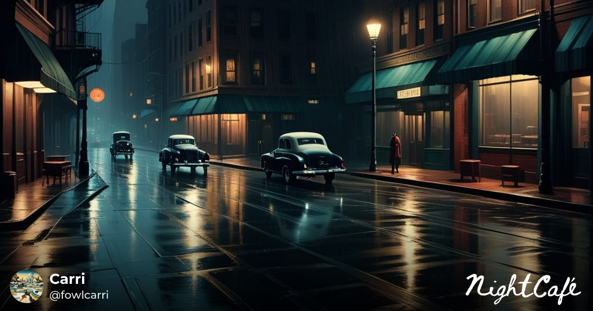 Film Noir Cityscape in Moody, Cinematic Light - AI Art