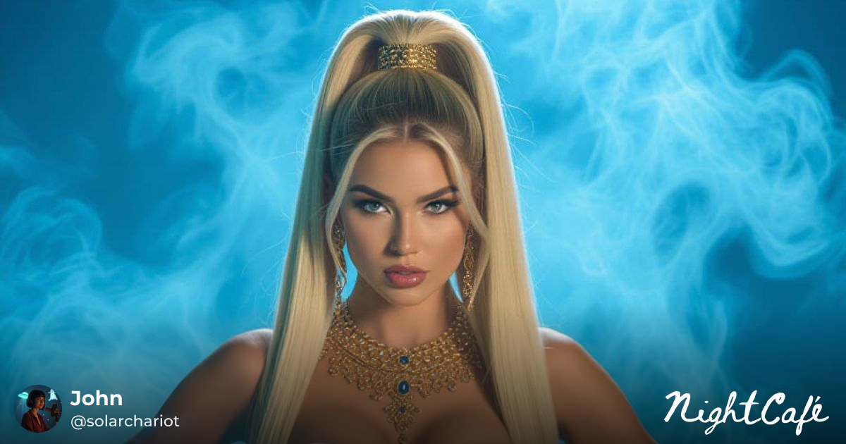 Genie in Fantasy Art Style with Gold Jewelry - AI Art