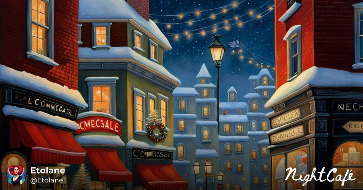 Winter street - Christmas Street Scene in Retropunk Style