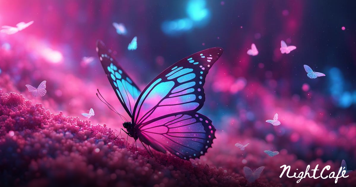 Galactic Butterfly with Vaporwave Glitter Effect - AI Art