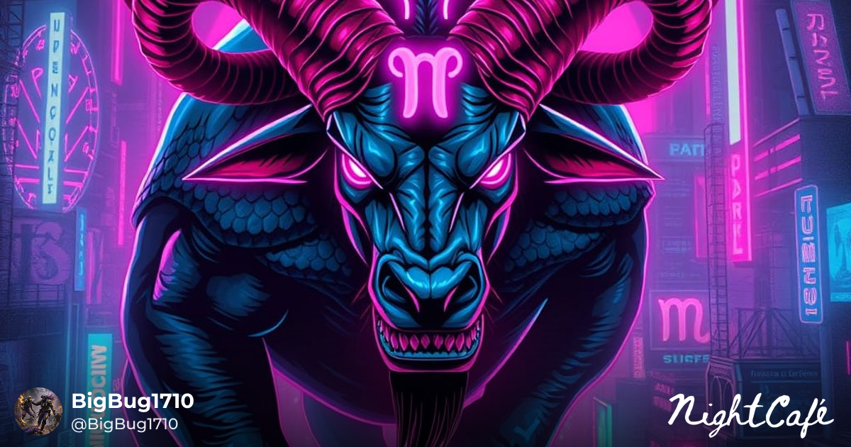 Cyberpunk Taurus Monster in Retro-Futuristic Citys... - AI Art