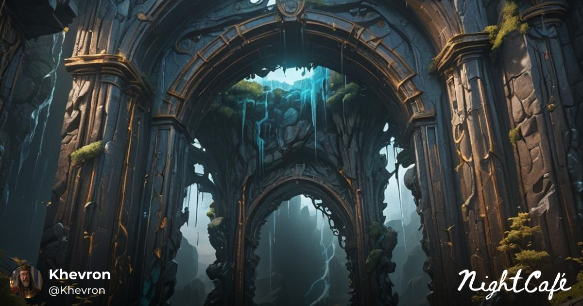 Ominous Water Rift Portal: Detailed Matte Painting - AI Art