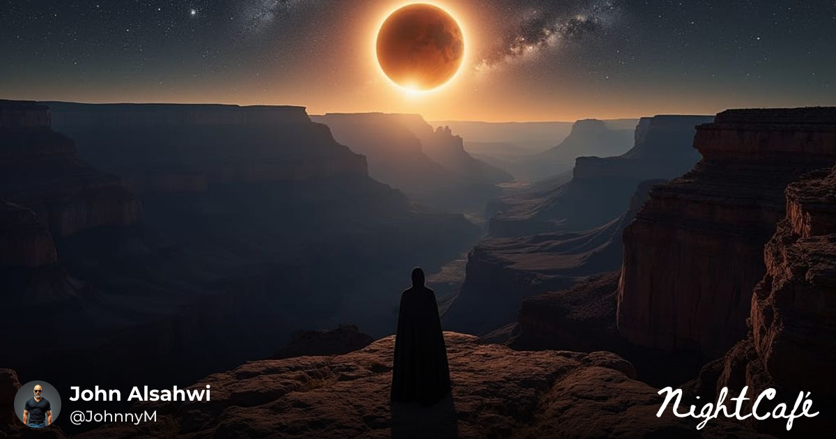 Grand Canyon Triple Eclipse Lit by Magnetic Field - AI Art