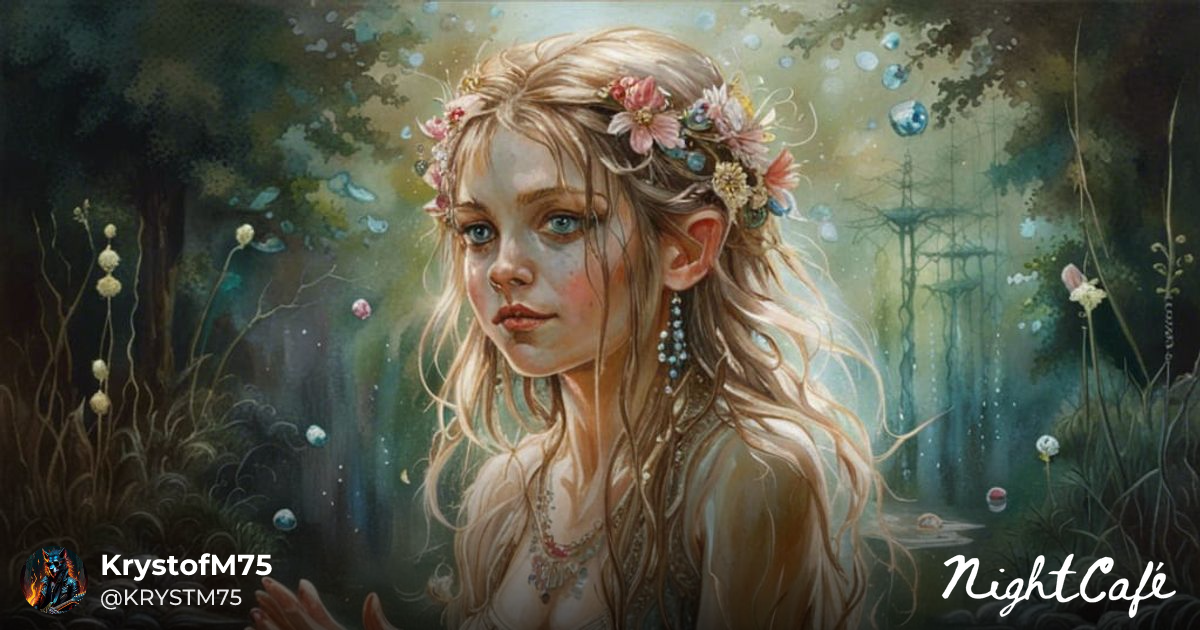 Portrait of happy elf princess in dress made of gl... - AI Art