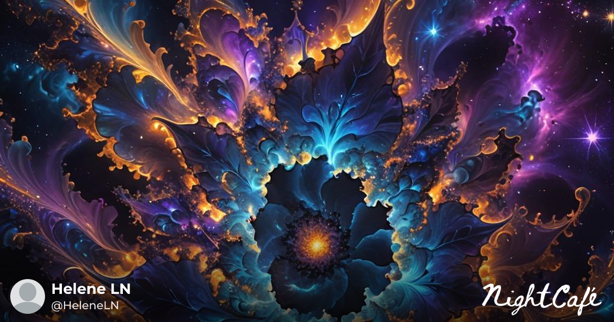 starry night - Cosmic Surrealist Masterpiece in Electric Blu...