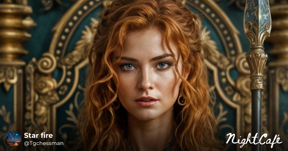 Regal Amazonian Queen in Bronze and Wood Throne - AI Art