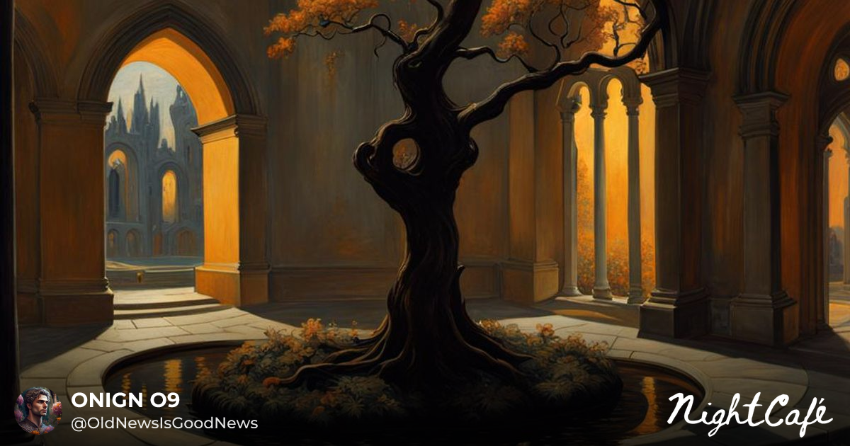 Moonlit tree in a courtyard - Moonlit tree in a courtyard