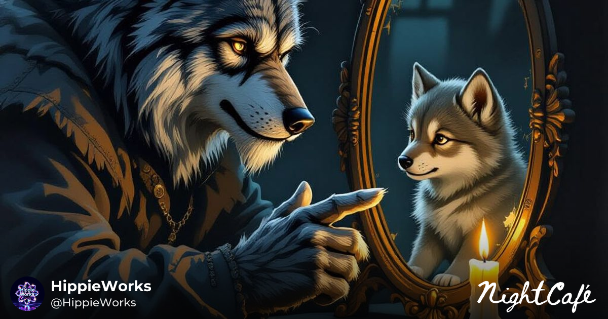 Werewolf Reflects on Life in Dark Fantasy Illustra... - AI Art
