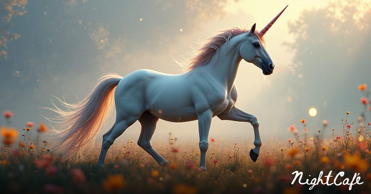 Dream Unicorn horse - Ethereal Unicorn Prances in Vibrant M...