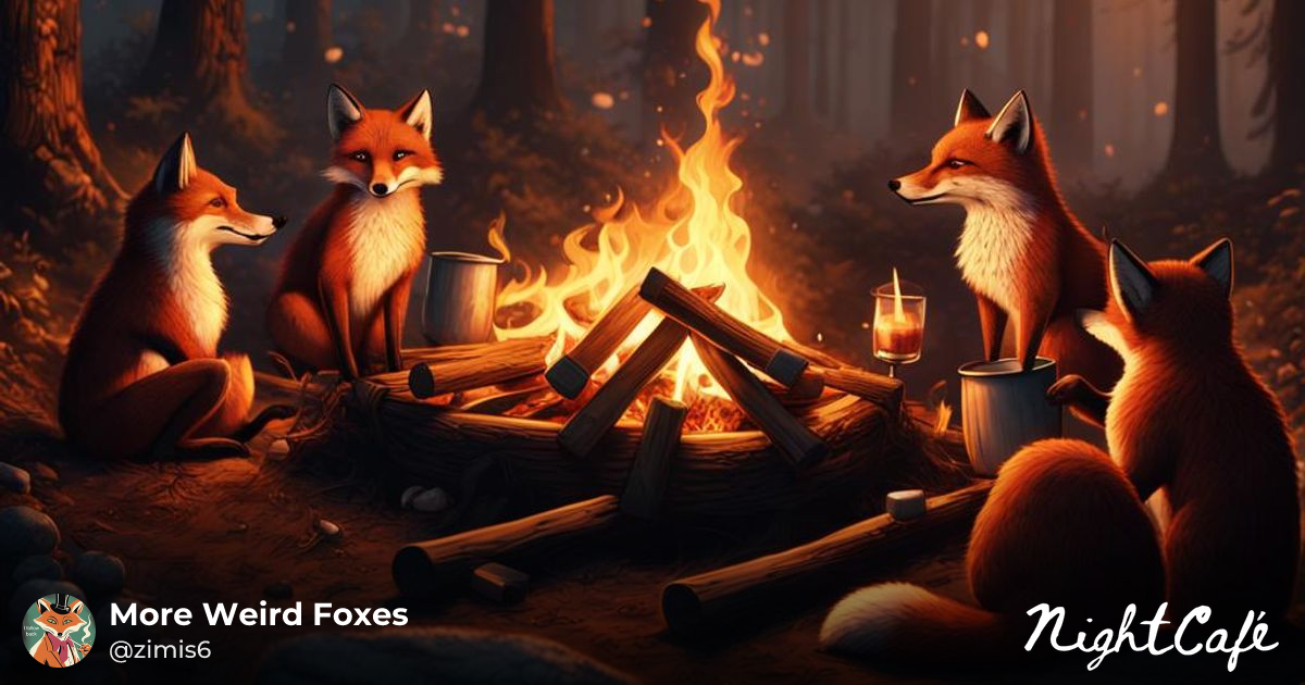 Foxes enjoy a fire - Foxes Toast Marshmallows: Fantasy Campf...