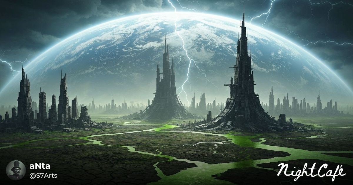 Alien Toxic Wasteland on Dying Earth in 3030 - AI Art