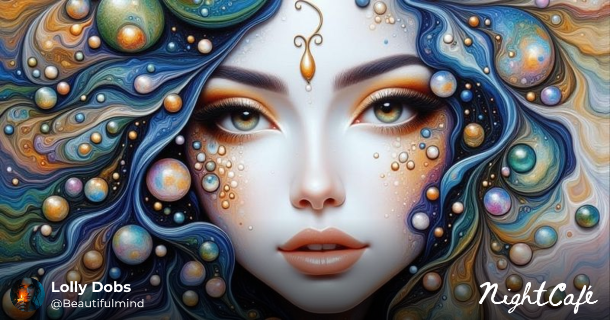 Portrait Fairy in the misty glen, embroidered Gustav Klimt,Alphonse ...