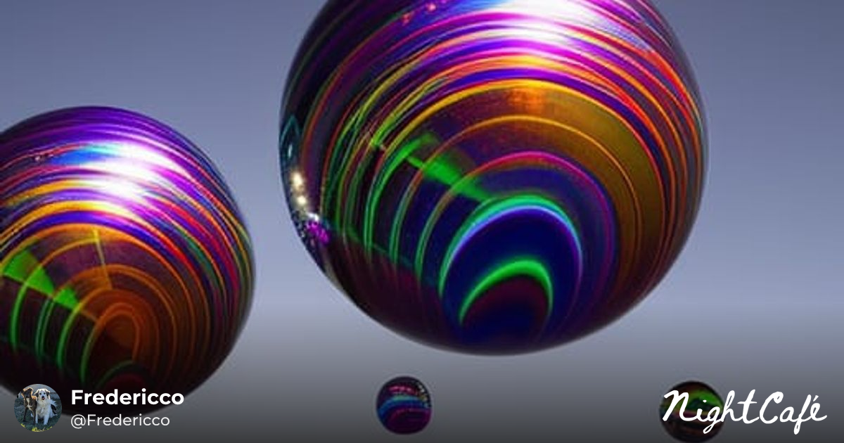 Mystical Iridescent Orbs Floating in Dark Night Sk... - AI Art