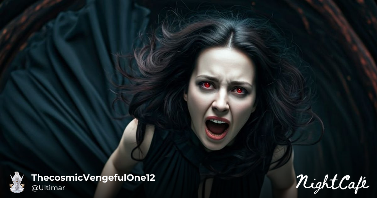 Terrified Woman Falling into Cosmic Void - AI Art