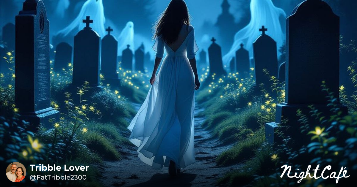 Ethereal Graveyard Scene with Ghostly Figures - AI Art