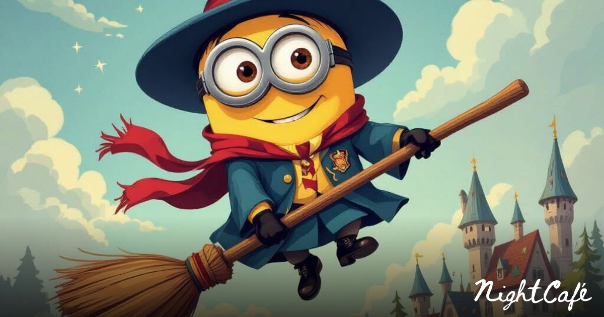 Minion Leader Rides Broomstick in Whimsical Art St... - AI Art