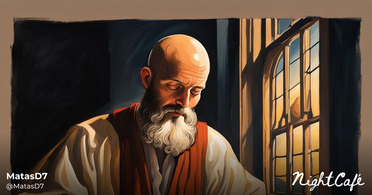Apostle Paul #2 - Apostle Paul Writing Manuscript in Gouache...