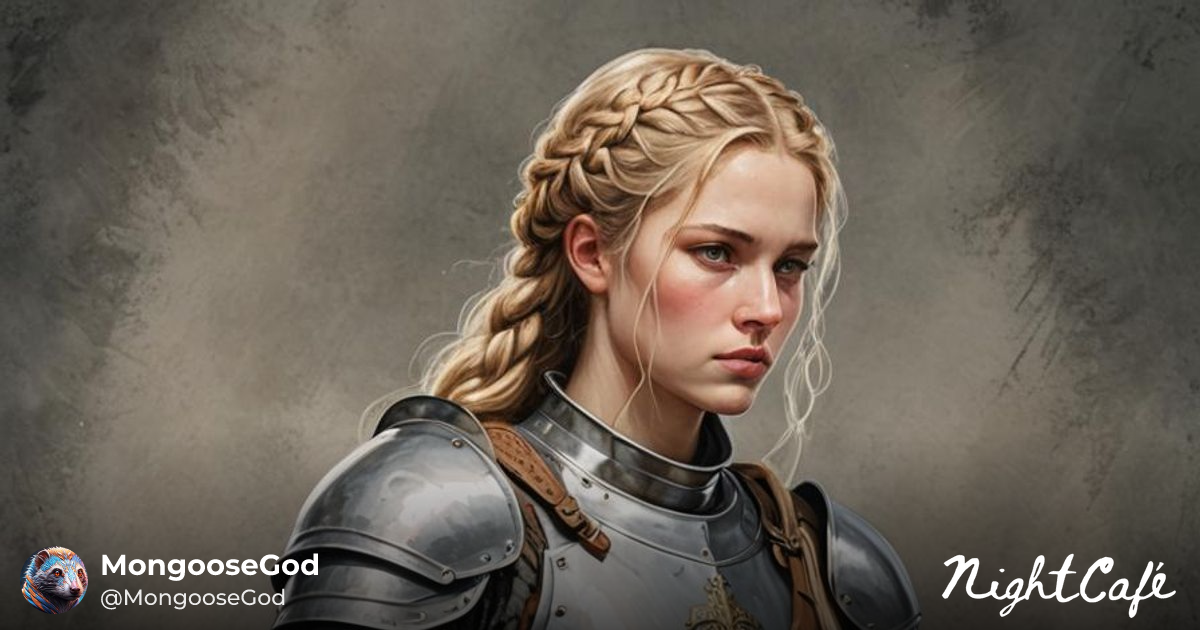 Blonde-Braided Female Knight Digital Art - AI Art