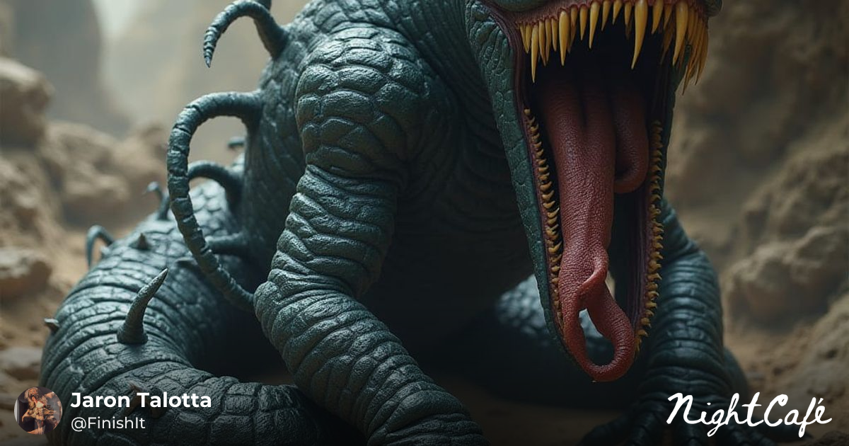 Cyclopean Sandworm Consumed by the Venomous Symbio... - AI Art