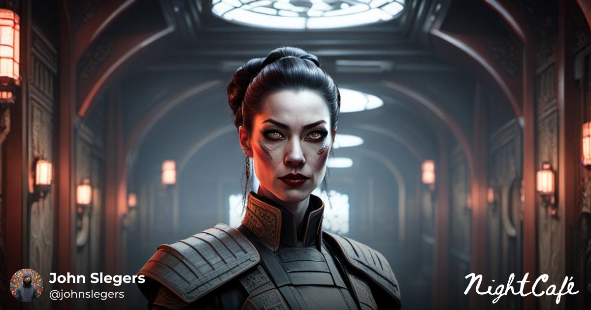 Dieselpunk Geisha Princess in Cyberpunk Versailles - AI Art