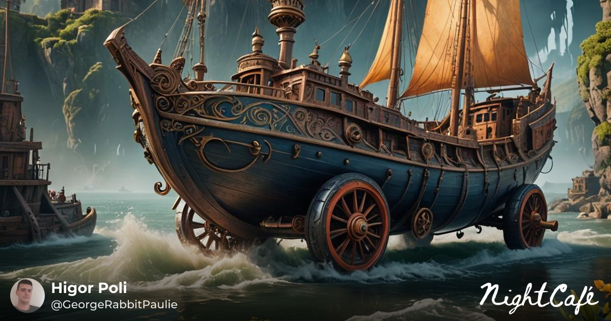 The Wheeled Boat - Fantastical Wheeled Boat in Detailed Matt...