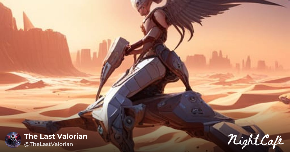 Hawk Rider - Elf Hawk Rider Over Desert City