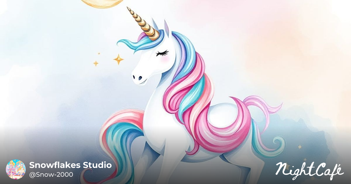 Whimsical Unicorn Watercolor Art in Shabby Chic St... - AI Art