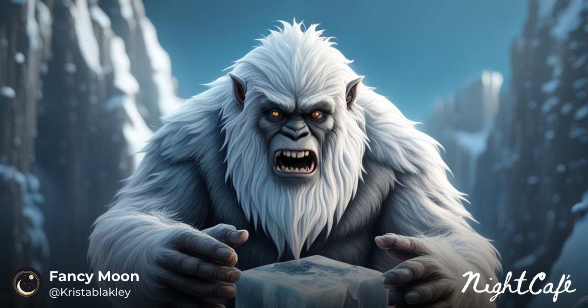 Yeti holding a Ice cube - Yeti's Icy Treasure: Detailed Matt...
