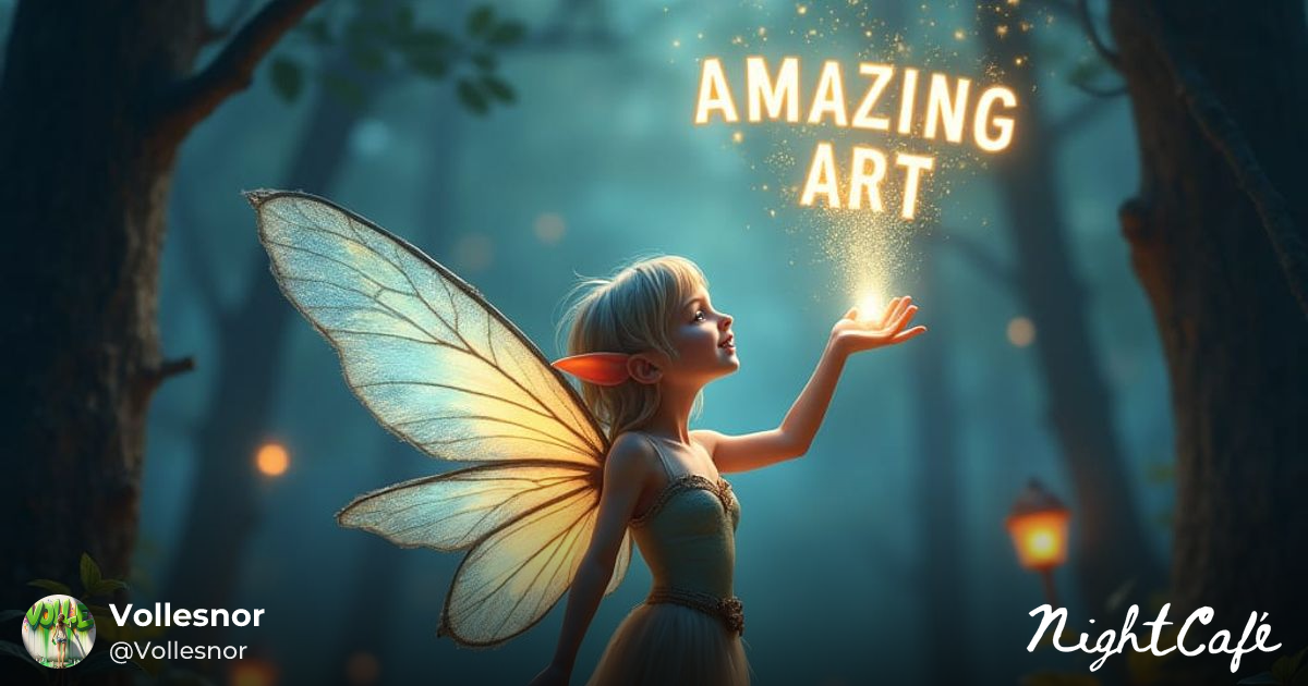 Glowing Elf in Whimsical Forest Glows with Magical... - AI Art