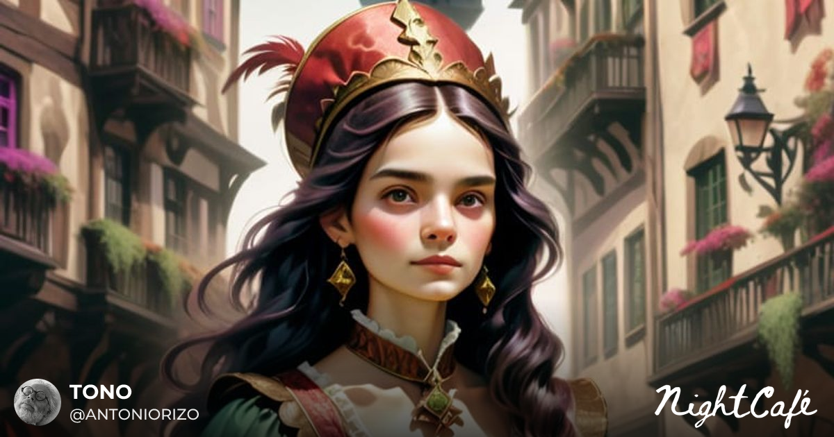 Woman in Deserted Town Square, in Stipple Art Styl... - AI Art