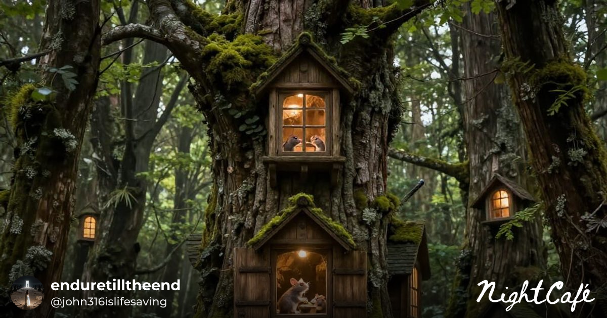 Little cozy tree homes for forest animals.