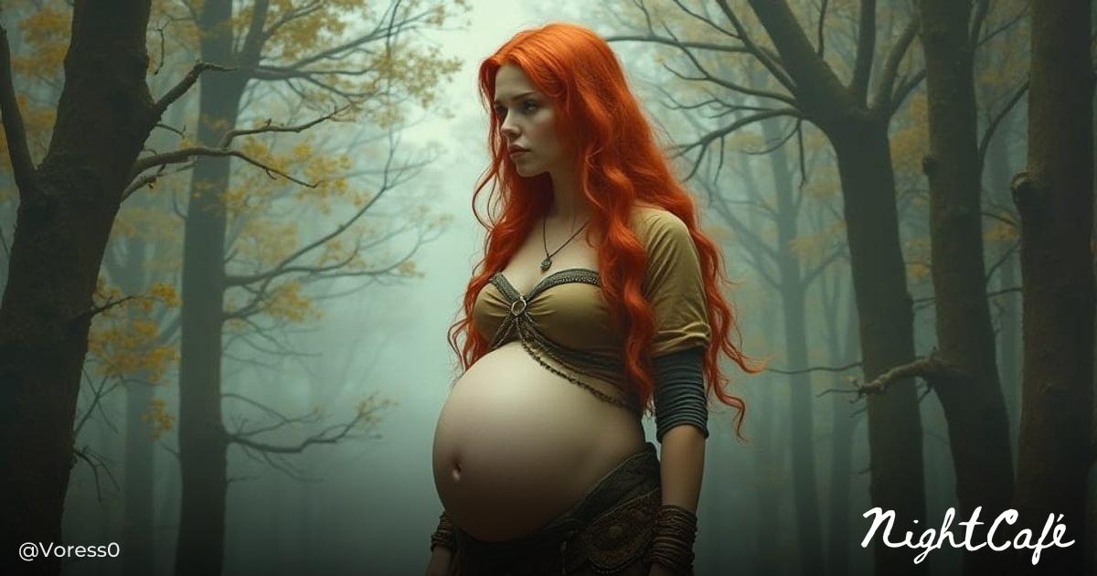 Ethereal Redhead Goddess in a Mystical Forest - AI Art