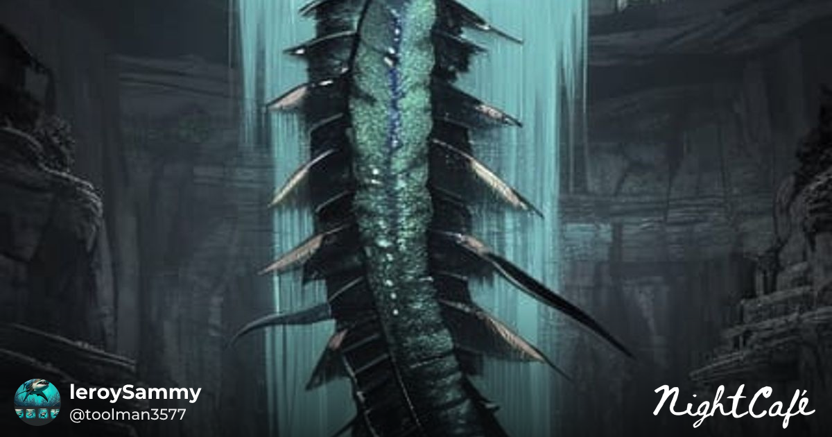 A terrifying, massive morphed half scorpion/half barracuda-ancient monster creature with multi ...