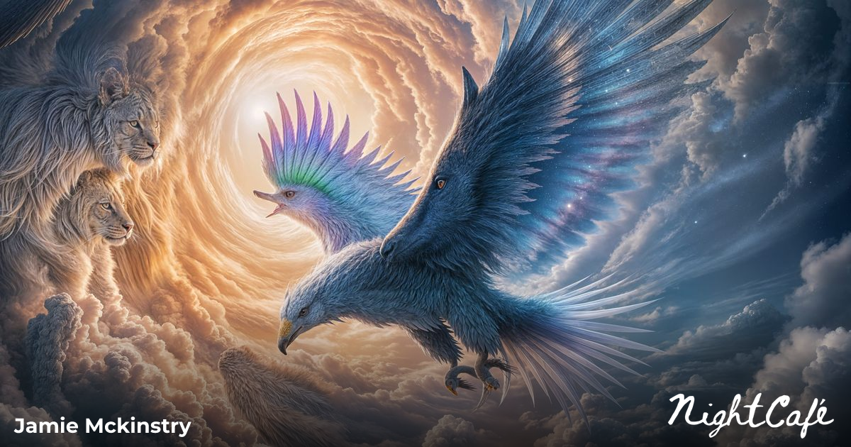 Prey - Ethereal Eagle Soars in Vibrant Skies