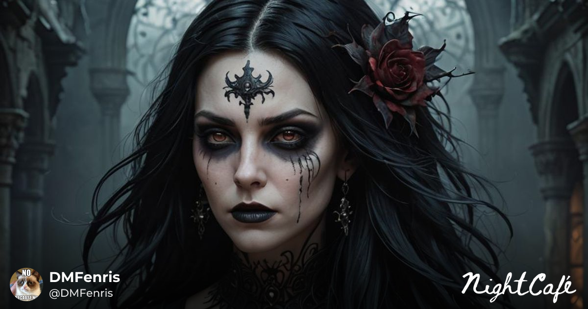 Gothic Woman with Facial Tattoos, Fantasy Concept ... - AI Art
