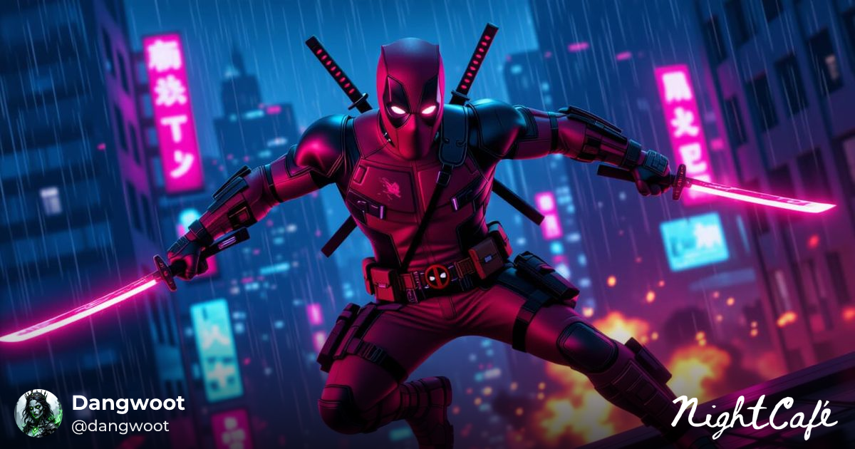 Deadpool 2077 - Cyberpunk Deadpool in Neon City